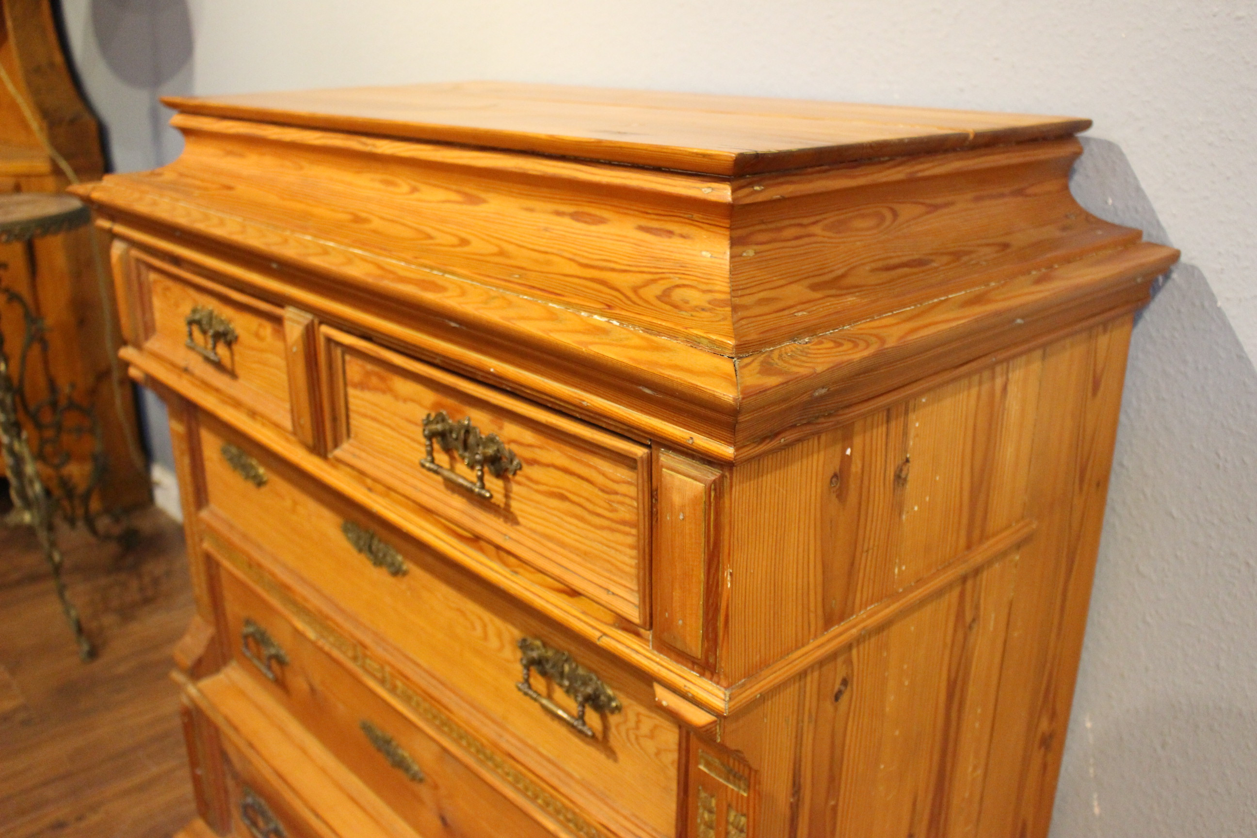 Antike dänische Kommode, Gründerzeit, fünf Schubladen